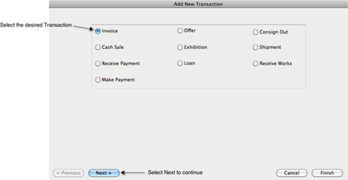 Entering A New Invoice Transaction